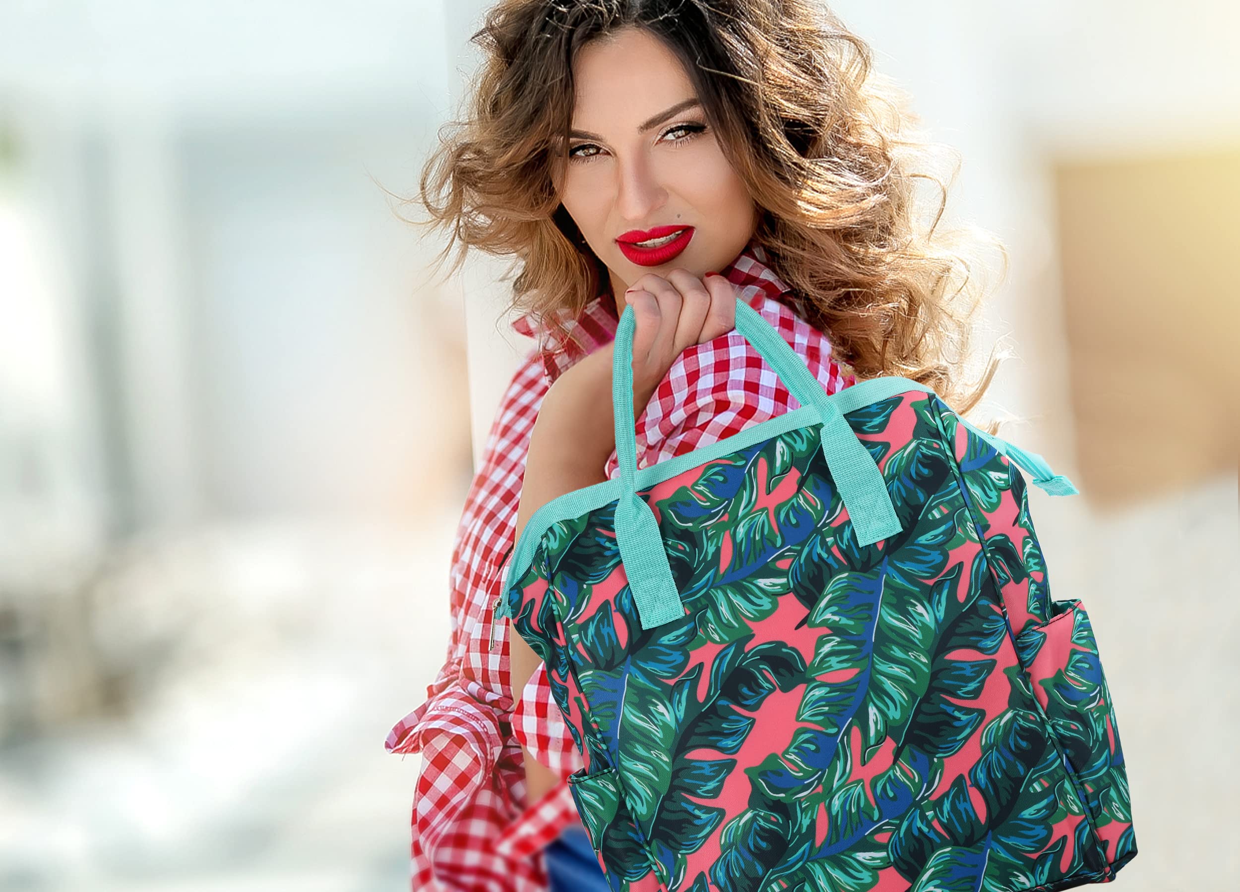 Cooler Backpack Women Leopard Leak Proof Backpack Cooler Bags Lightweight Soft Lunch Backpack with Cooler Compartment,Wine Cooler for Hiking Camping,24 cans……