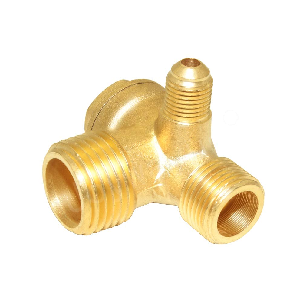 Joywayus 3-Way Brass Male Threaded Air Compressor Check Valve Central Pneumatic G1/2"xG3/8"xG1/8"