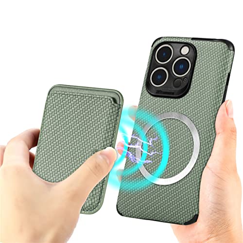 EVE - [3 in 1] for iPhone 14 Pro Max Case & Vegan Leather Card Slot Set, Shockproof and MagSafe Magnet Built-in Wireless Charging Compatible Designed [2022] - Green