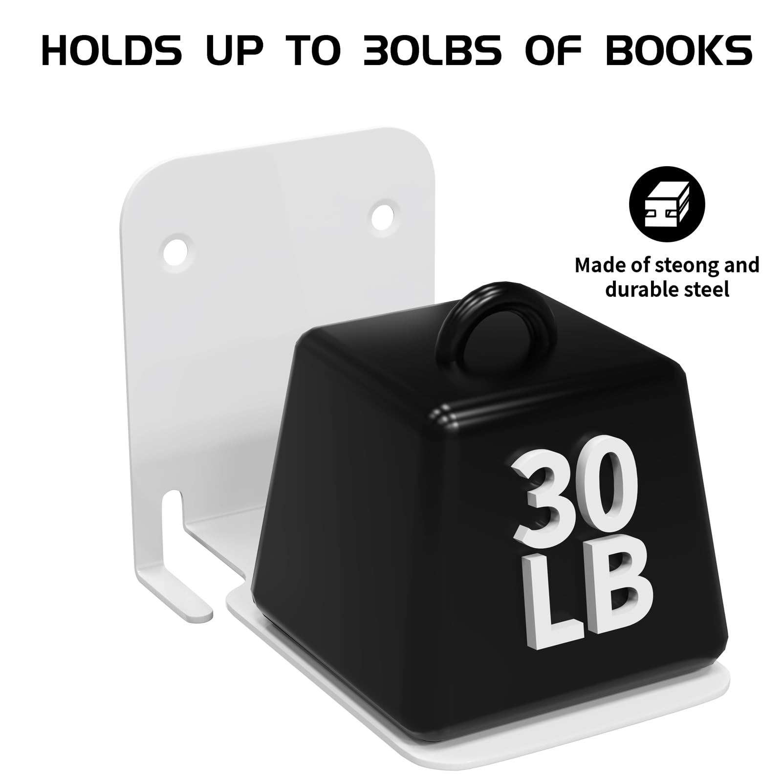 E-Senior Invisible Floating Bookshelves Set of 2, White Wall Mounted Bookshelf, Heavy-Duty Book Organizers, Iron Hanging Shelves for Bedroom, Living Room, Kitchen, Office