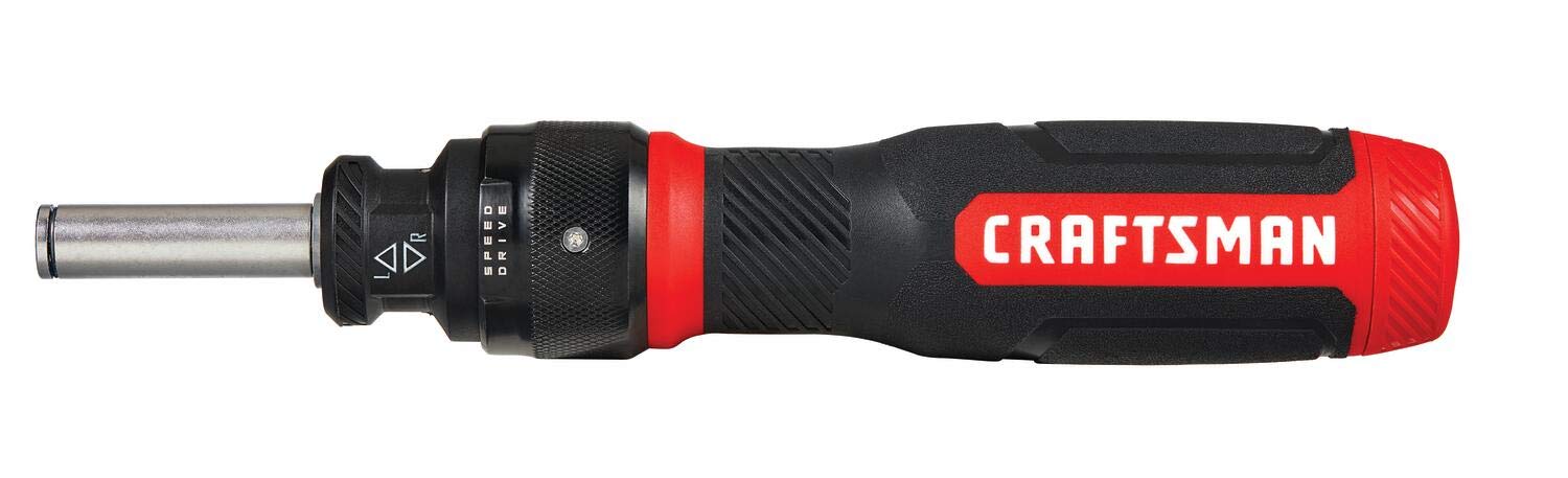 CRAFTSMAN Ratcheting Screwdriver, SpeedDrive, 2โ Double Ended Bits Included, Handle Holds Up To 6 Bits (CMHT68129)