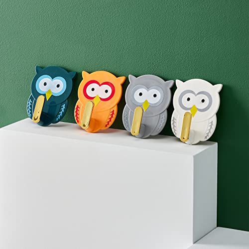 ESPETIO Hooks for Hanging, Wall Hooks for Keys Towels Purses Hats Caps Scarves, Decorative Hook for Bathroom Door Kitchen Shower Room Office Desktop Organizer - 4PCS(Grey Blue)