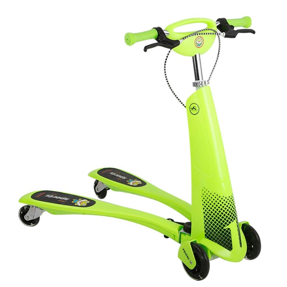 SZNWJ ygqtbc Flicker Scooter Perfect for Children Aged 2+,LED Light-Up Wheels Foldable Adjustable Kick Scooter Aluminum Outdoor use (Color : Green)