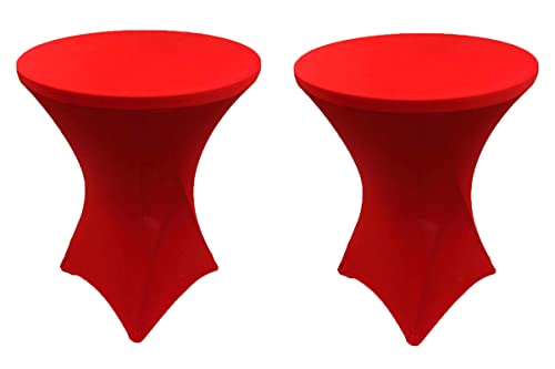 Gowinex 2 Pack Red 32x42 inches Cocktail Highboy Spandex Fitted Stretch Tablecloth Table Cover Wedding Event Party