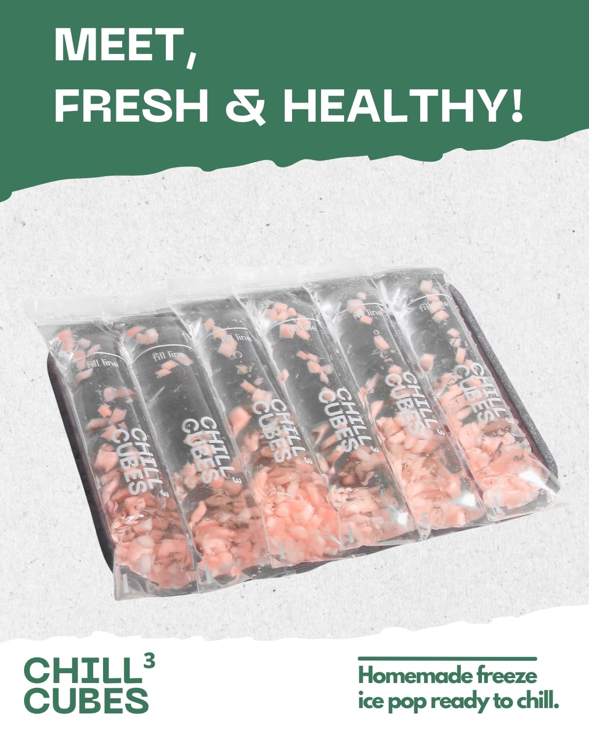 CHILL³CUBES 200 Disposable Popsicle Mold Bags - Easy Fill & Zip Seal, Popsicle Sleeves Bags for DIY Frozen Treats, Parties & More - BPA-Free