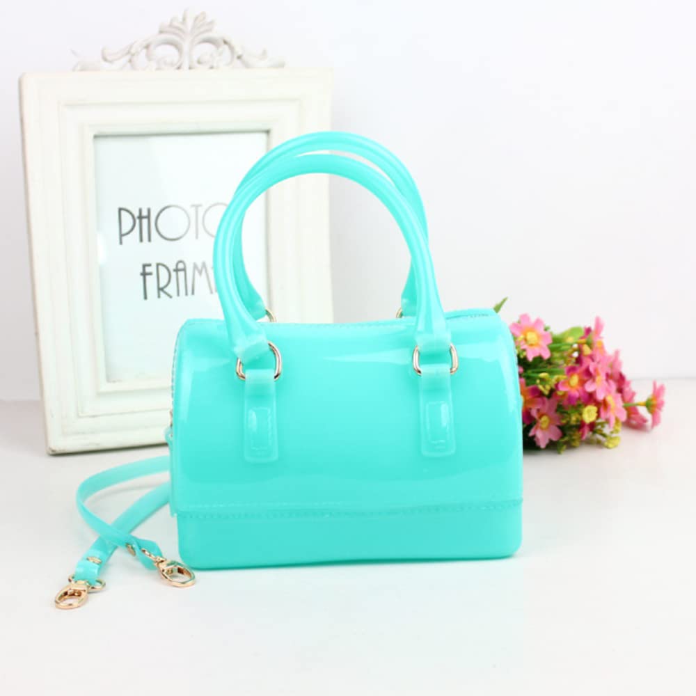 SegaterĀ® Ladies Summer Transparent Handbag Jelly Pillow-shaped Top Handle Bag Candy Color Crystal Purse For Women - Mint green