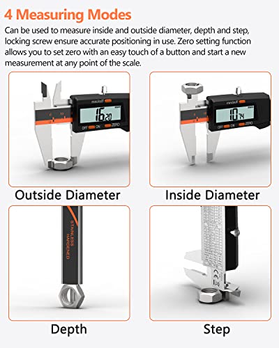 Digital Caliper, ROFMAPLE 6" Calipers Measuring Tool with 32 Blades Steel Feeler Gauge, Dual Marked Metric and Imperial, Inch Millimeter and Fraction Conversion, Large LCD Screen, Auto-Off Feature