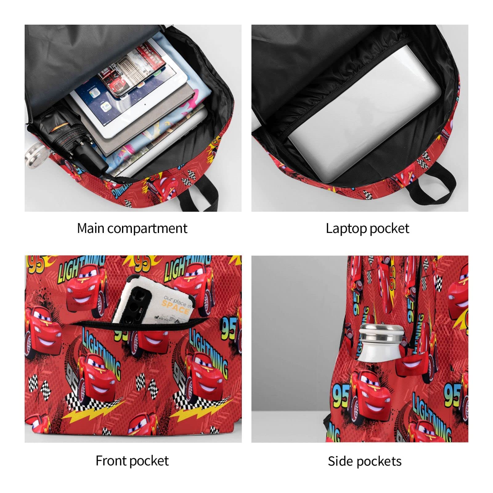Car Cartoon backpack bag 16 Inch Large Capacity Laptop Backpack Casual Travel Sports Bag Durable Lightweight