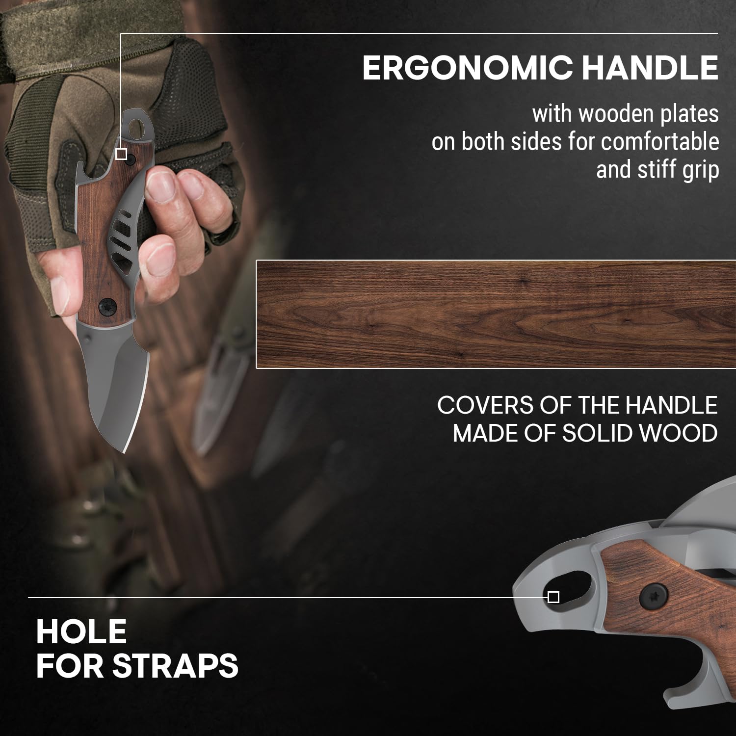 Small Pocket Knife for Men - 5.7ββ Keychain Knife with Bottle Opener - Box Cutter - Wood Handle - Liner Lock - Legal Mini EDC Folding Knife - Cool Sharp Tiny Knives - Gift for Everyone 6779N