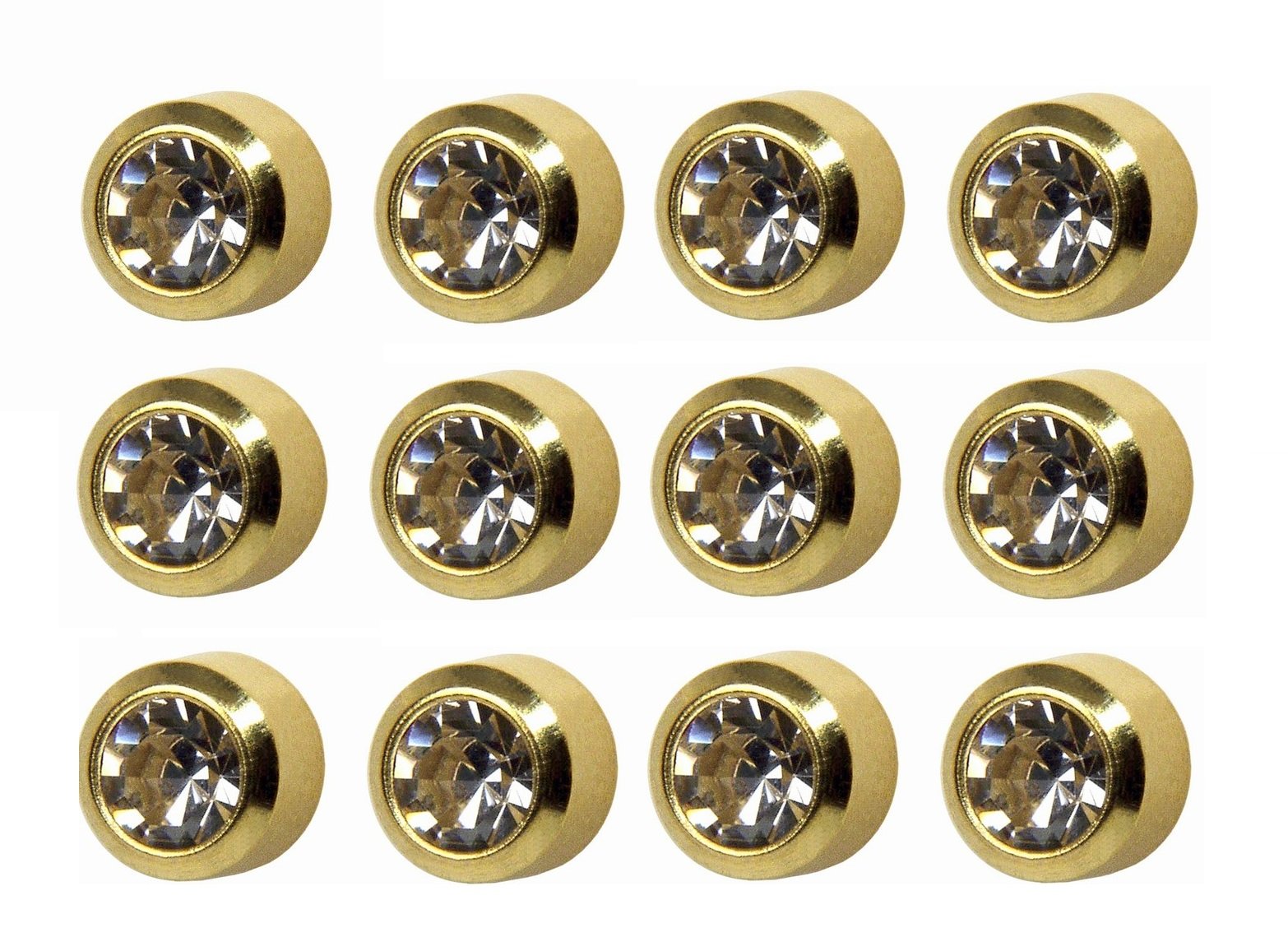 caflon Surgical Medium 4mm Ear piercing Earrings studs 12 pair April Diamond Gold Metal