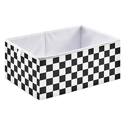 CaTaKu Checkered Racing Flag Cube Storage Bins for Organization, Rectangular Fabric Storage Cubes Storage Bins for Cube Organizer Foldable Storage Baskets for Shelves Living Room