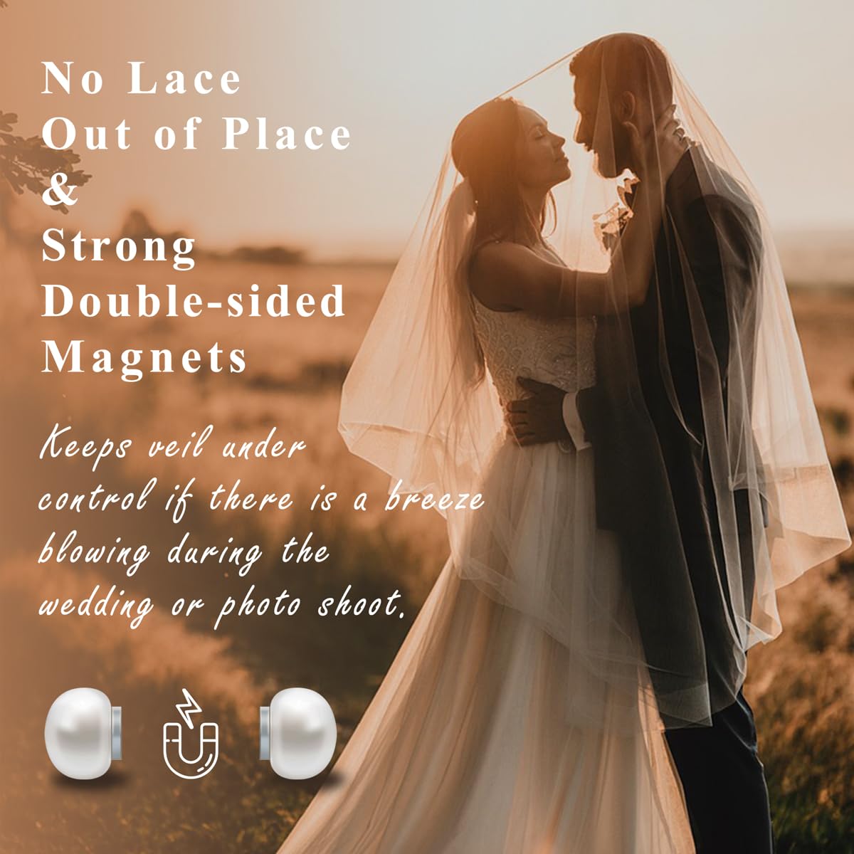 ChicOasis Veil Weights Double-Sided Pearl Veil Non-Damaging Invisible Magnetic Secures Long Veil Artificial Pearls Weights Elegant Outdoor Wedding Accessories and Gifts for Brides 12 Sets