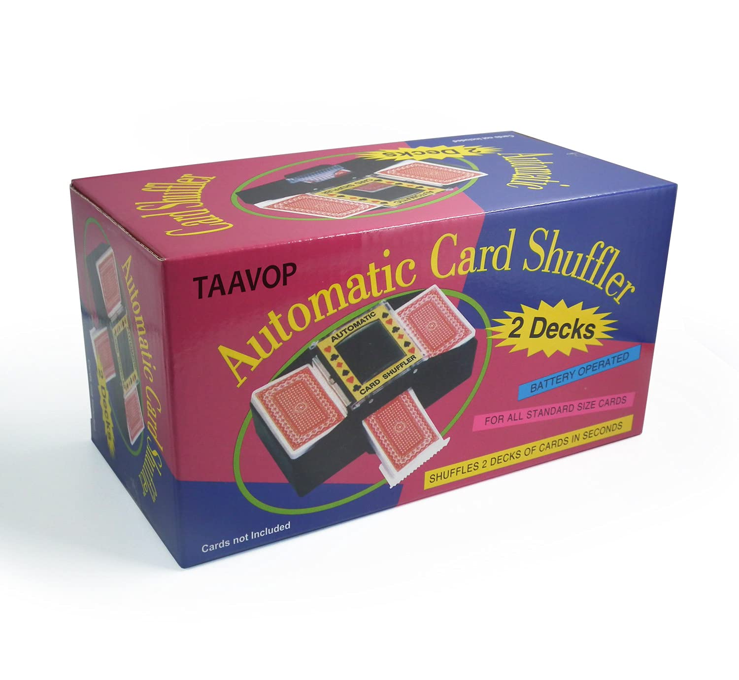 TAAVOP Automatic Card Shuffler, 1-2 Deck Battery-Operated Electric Poker Card Shuffler Machine, for Playing CardsUNO (Black), 8 x 4 x 4 inches;15.11 Ounces