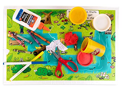 Party Bargains 60 Super Sticky Disposable Placemats - 12" x 18" (Treasure Chest Design) Baby Placemat, BPA Free & Quick to Clean, Keeps a Safe & Germ-Free Surface