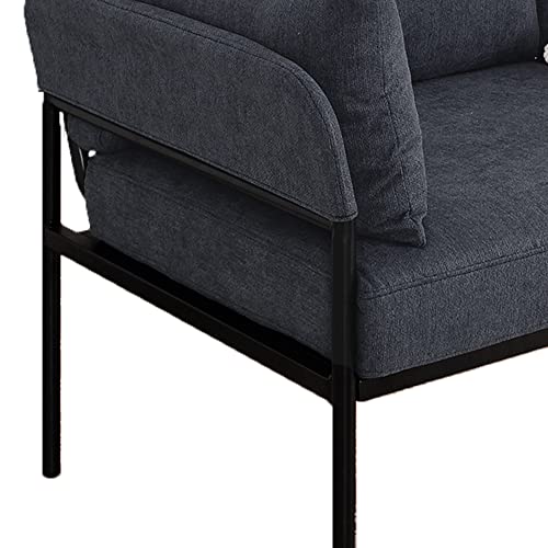 JULYFOX 59 in Wide Sofa Gray, Overstuffed Linen Fabric Couch Metal Frame 400 lbs Heavy Duty Tufted Loveseat Sofa for Small Spaces 2 Toss Pillows Included