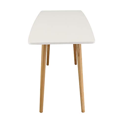 Casual Home Ezly Mid-Century Style Wooden Desk, White Top, Natural Maple Legs