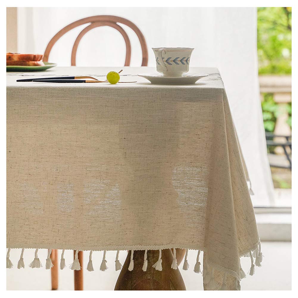 Tablecloth Polyester Fabric Tablecloths Rectangle Table Cover for Kitchen Dining Tabletop Decoration Table Cloths for Party, Holiday, Christmas, Buffet,Ruffles (Blue//Yellow/Grey, 55"×94"--140×240cm)