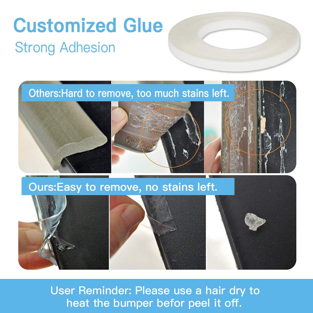 Corner Guards for Furniture - 20 Feet Clear Baby Proof Table Edge Corner Protectors - Soft Silicone Bumper Strip with Double-Sided