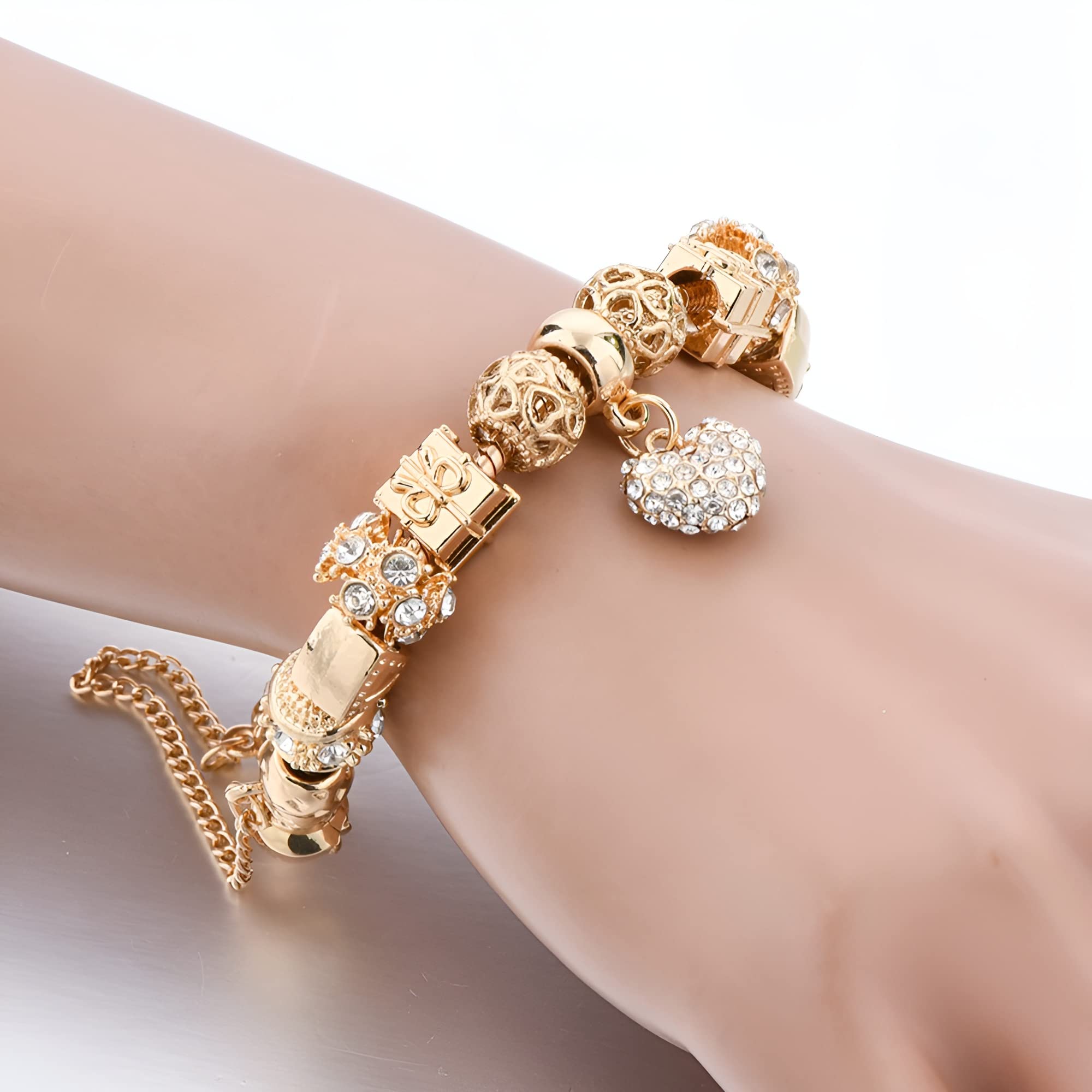 Classic lady's full diamond love gold-plated bracelet