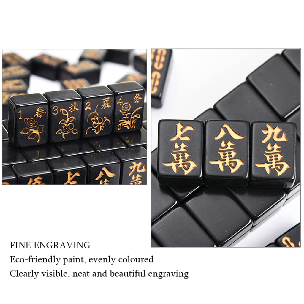 Classic Mahjong Game Set,Mah Jong Sets,144 Black Mah-Jongg Tiles,Traditional Mahjongg Games for Family Game