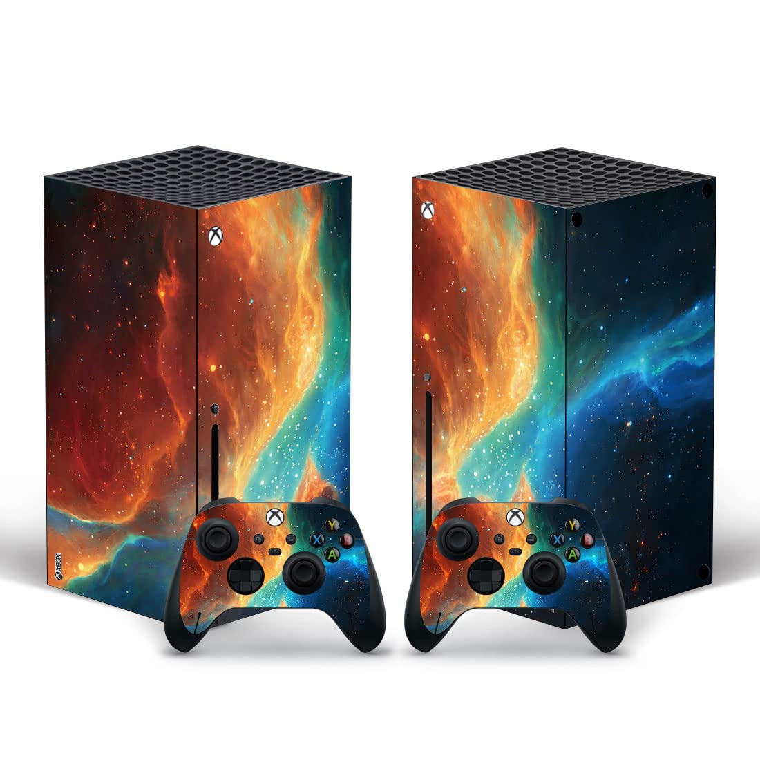 Xbox Series X Skin Stickers Decal Full Body Vinyl Cover for Microsoft Xbox Series X Console and Controllers - Orange Galaxy