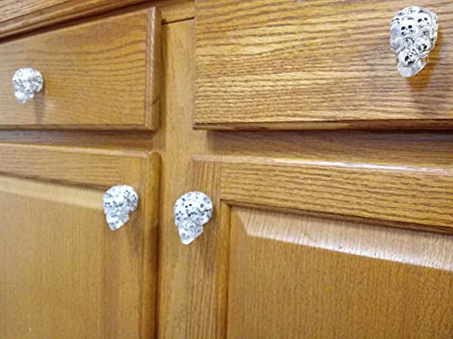 Clear Skull Door Knobs Drawer Knobs with Mini Skull Beads (Set of 2)