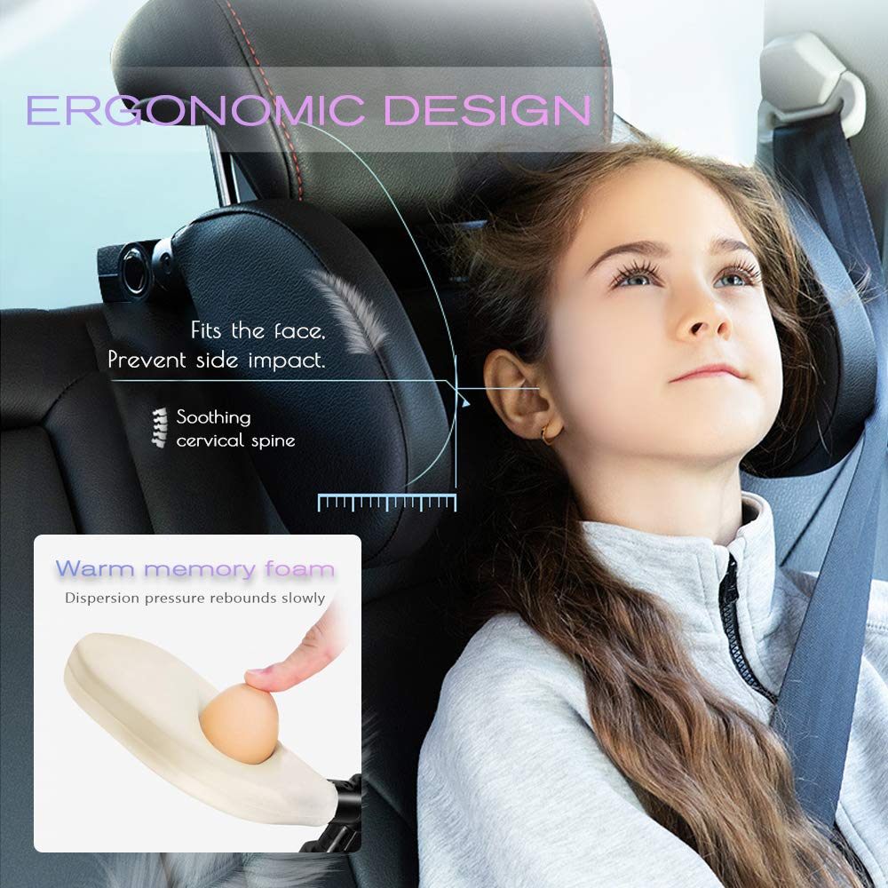 Car Seat Headrest Pillow, GEHARTY Car Neck Support Protection Cervical Spine Width and Height Adjustable Telescopic Version on Both Sides Car Side Pillow for Adults and Kids
