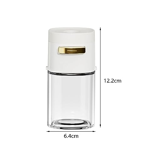 ＫＬＫＣＭＳ Pepper Container, Seasoning Shaker, Push Type Salts Control Bottle Seasoning Jar, Ration Spice Dispenser for Camp, Kitchen, Salts, Spice, Sugar, White