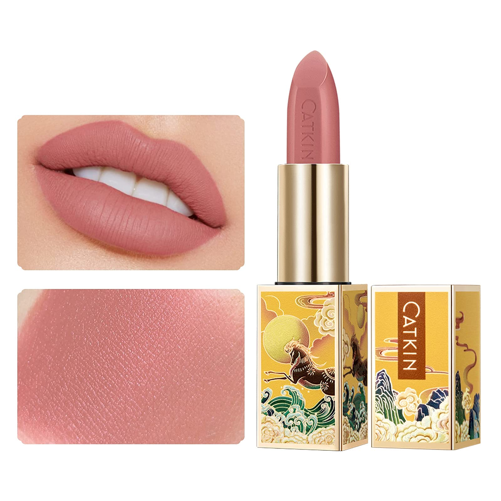 Catkin 3Pcs Makeup Set Includes BB Cream Air Cushion Foundation C02, Matte Lipstick CO157 and Cheek Blush C02