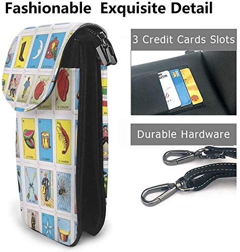 Loteria Card Pattern Women Soft PU Leather Cellphone Purse Wallet Handbag Small Crossbody Shoulder Bag