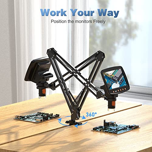 Hayve Microscope Arm Stand,Adjustable Metal Bracket with Clamp and Grommet Base,Coin Microscope Mount ,Compatible with Model DM4 DM9 MS2 MS1 MS3& Most 4.3'',7'' Digital Microscopes (1.65(for MS1,MS3)