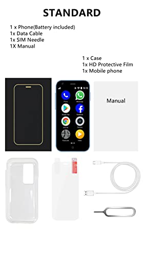 Mini Smartphone Unlocked 1GB RAM 8GB ROM Small Cell Phones, 2.5'' Touch Screen Quad Core Android Tiny Phone/3G/WiFi/Dual SIM/HD Camera/Google Play Mobile Phone (Blue)