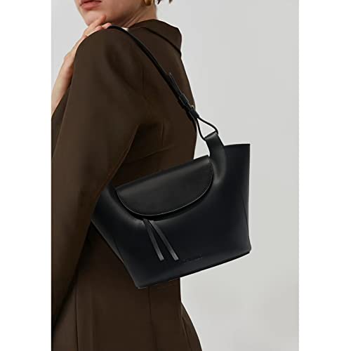 Chinllo Women Flip Tote Bag Fashion Leather Handbags Shoulder Bag with Adjustable Handle (Black)