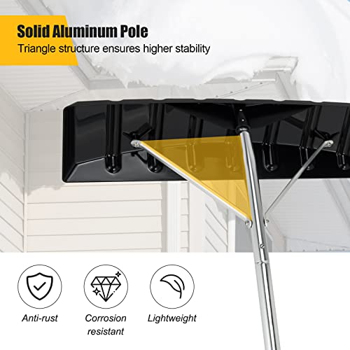GYMAX Snow Roof Rake, 4.8-20FT Extendable Aluminum Snow Removal Tool with Anti-Slip Handle & 25” Wide Blade, Snow Rake for House Roof Leaves, Dribs