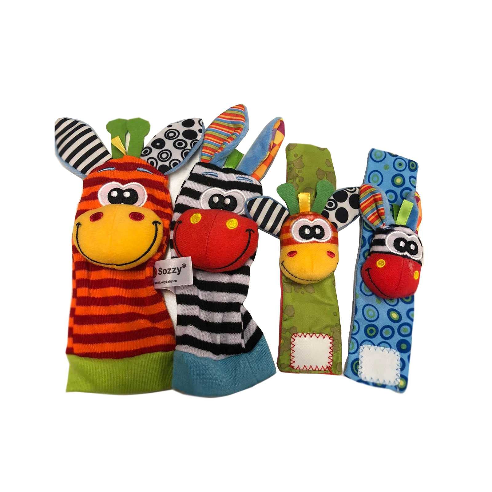 The Season Toys 4pcs Infant Baby Wrist Rattles and Foot Socks Developmental Toys
