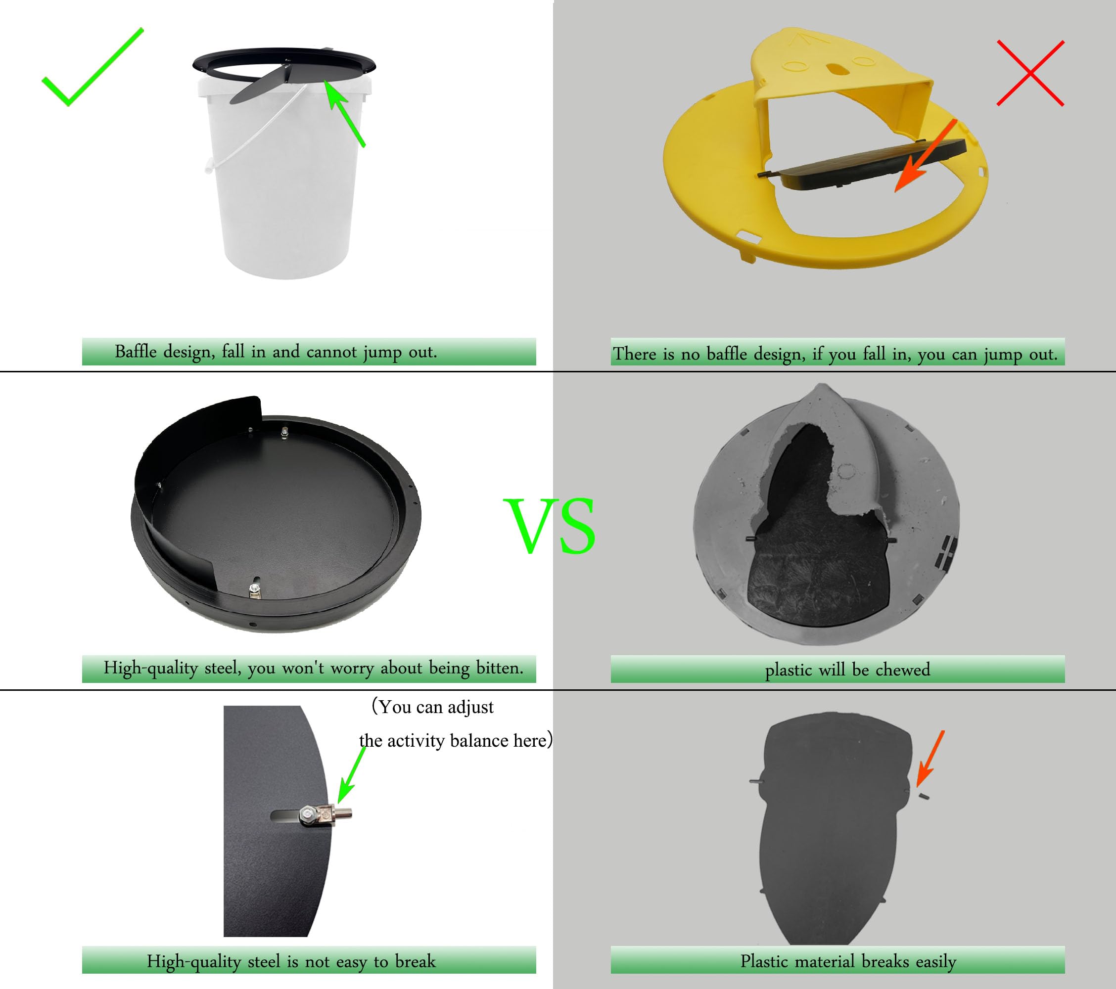 Bucket Lid Mouse Trap Metal 5 Gallon Bucket lid,Strong Metal Material That Cannot be Bitten, auto Reset, Repeat Catch, Indoor Outdoor, Reusable 5 Gallon Bucket Lid, (1Pack) (1)