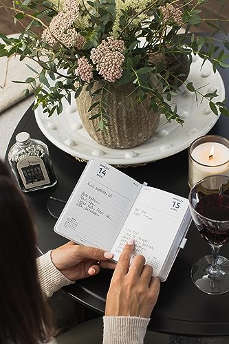 Busy B Compact A6 Day A Page Diary January to December 2024 - A6 Cloud Blue - Faux Leather Daily Planner with Lined Pages, Notes and Year Planner