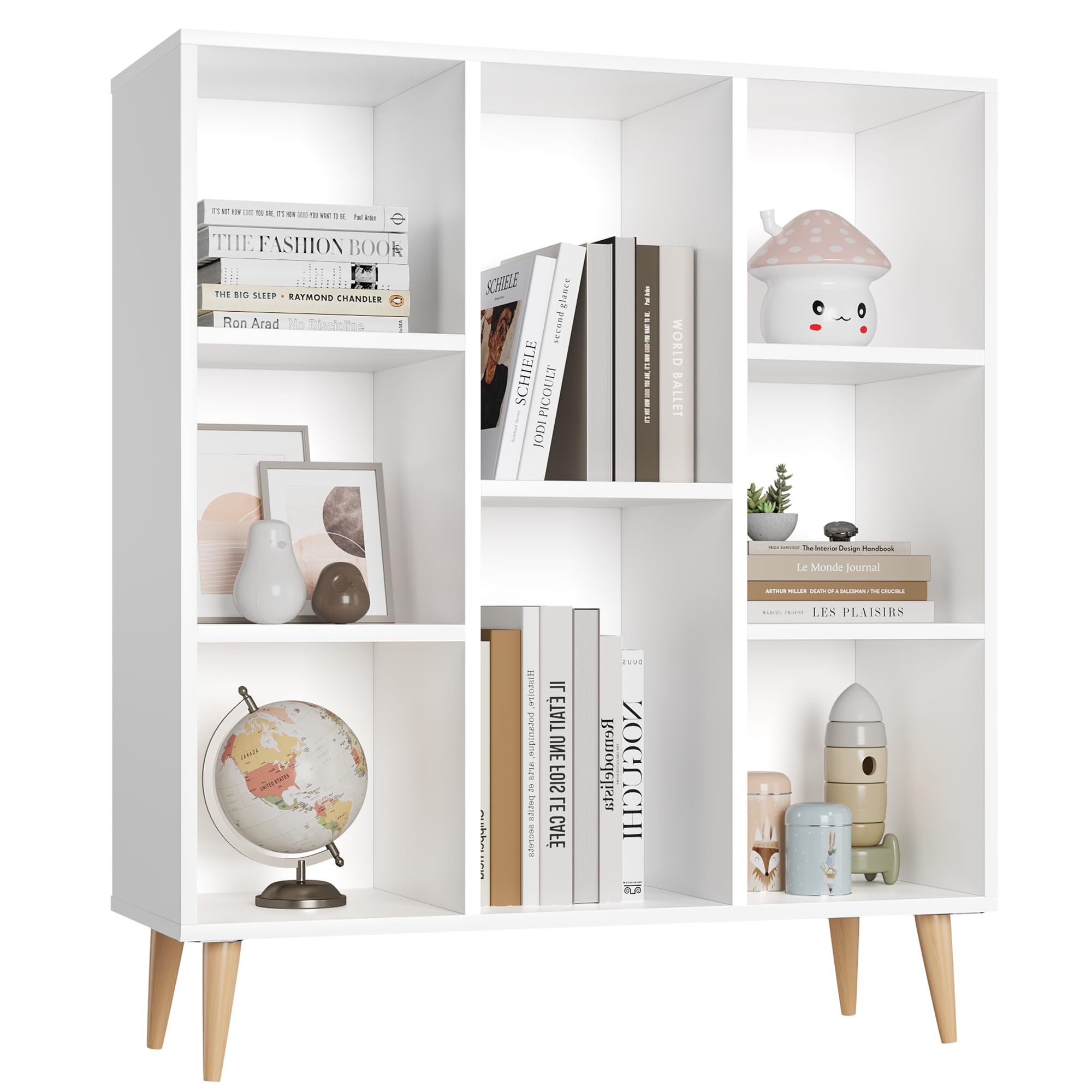 FACBOTALL White Bookshelf, Wooden Open Shelf Bookcase, Modern Minimalist Bookcase,8 Cube Open Book Shelves Storage Organizer, Freestanding Display Bookcases for Small Space