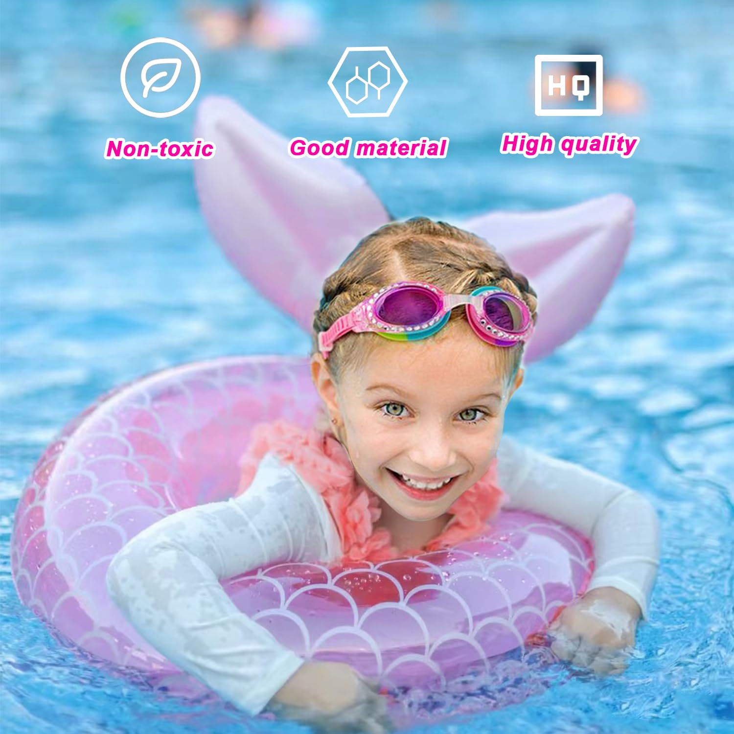 ZEYGLXC 2023 New Mermaid Baby Swimming Pool Floats 6-48 Months,Inflatable Pool Swim Ring with Seat and Handle for Babies Toddlers Infant Training Summer