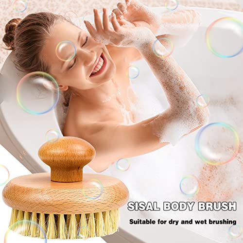 Facial Hair Shower Brush With Soft And Stiff Bristles Bath Back Scrubber Body Exfoliator For Wet Or Dry Brushing Jade Stone for Face