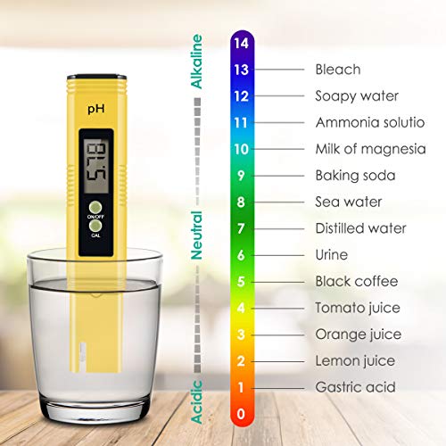 Digital PH Meter, PH Meter 0.01 PH High Accuracy Water Quality Tester with 0-14 PH Measurement Range for Household Drinking, Pool and Aquarium Water PH Tester Design with ATC