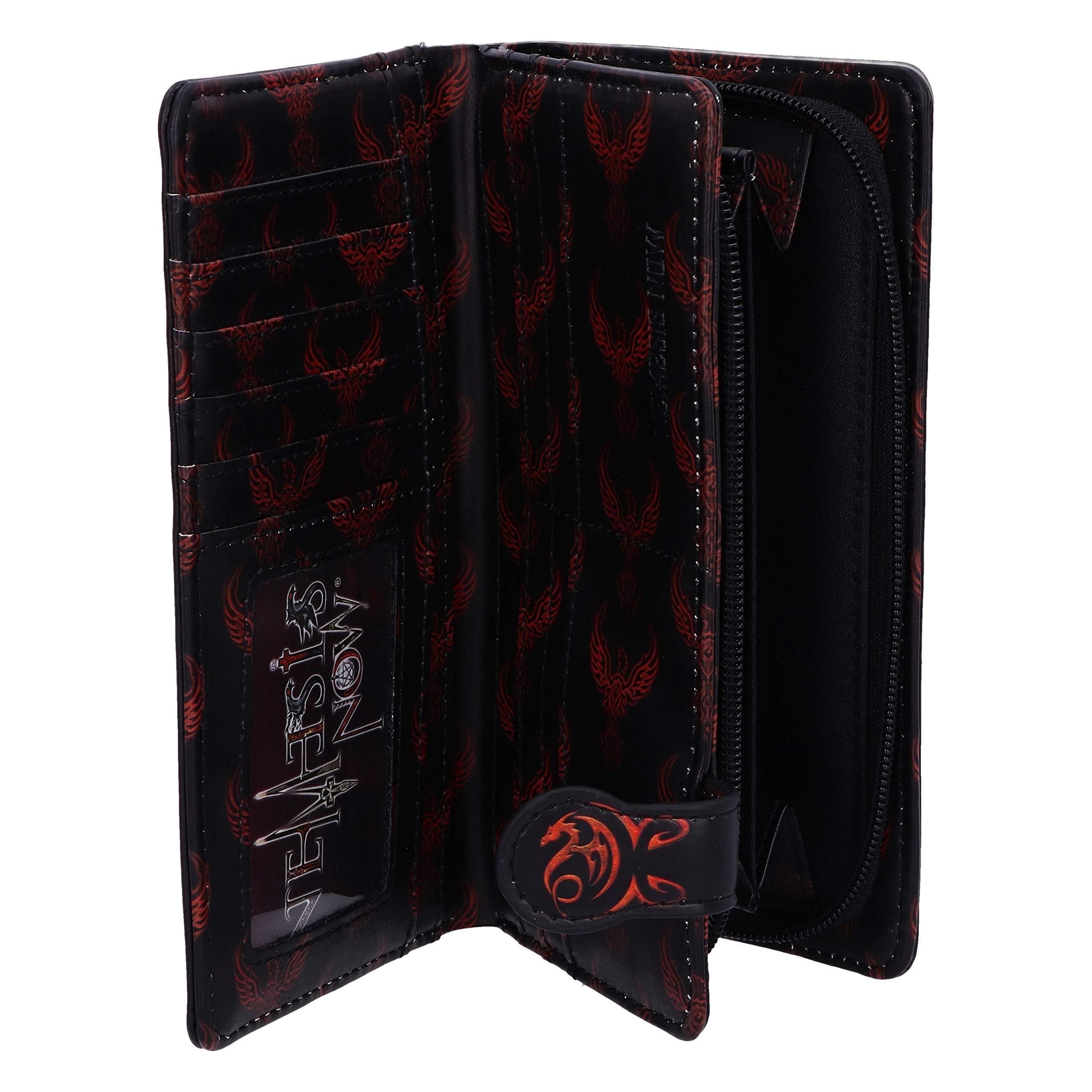 Nemesis Now Anne Stokes Phoenix Rising Mythical Bird Embossed Purse, Black, 18.5cm