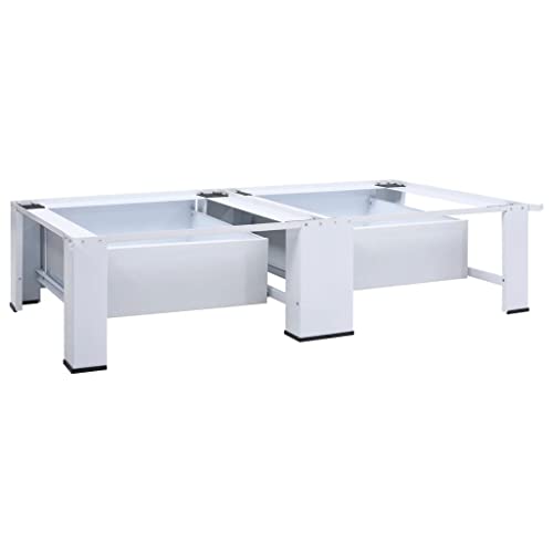 CHARMMA Washing Maching Stand,Double Washing Machine Pedestal Base Stand With Storage Drawers Stand Base For Dryers, Refrigerators, Home Appliances Mini Fridge Raiser 54.5"x 27.2"x 12.8"(WxDxH)