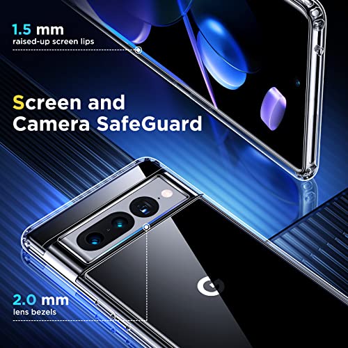 Humixx Crystal Clear Designed for Google Pixel 7 Pro Case [Non-Yellowing] [8 FT Military Drop Protection] Slim Fit Yet Protective Shockproof Bumper with Airbag Case Cover 6.7 Inch- Crystal Clear