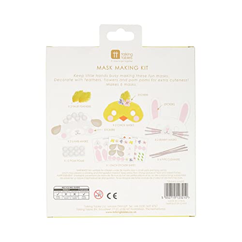 Talking Tables Easter Mask Making Craft Kit for Kids - Pack of 6 | Children Art Supplies, Fun Activities, Decorate for an Egg Hunt, Parade, Creative Gift (TSBUNNY-Masks)