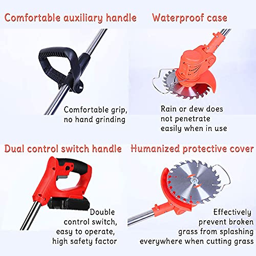 Guoguoba Strimmers Electric Cordless Battery Powered Best 36V Grass Trimmers Heavy Duty Metal Blade Lawn Edging Tools Brush Cutter Retractable Handle and Rotating Head Mower