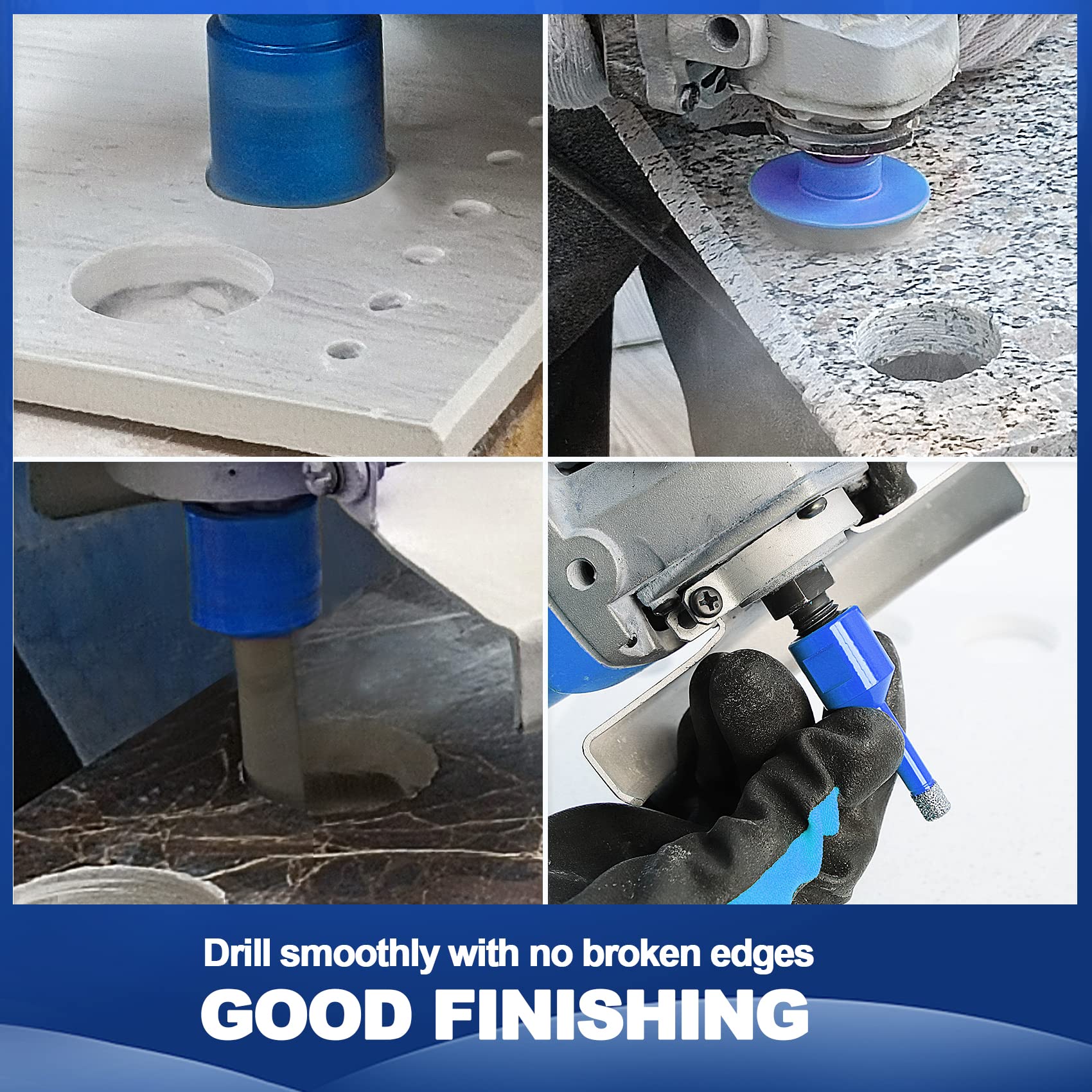Diamond Core Drill Bit Set for Porcelain Tile Ceramic Marble Granite Drilling(1/4" 3/8" 4/5" 1-3/8" 2" 2-1/2" 4“)
