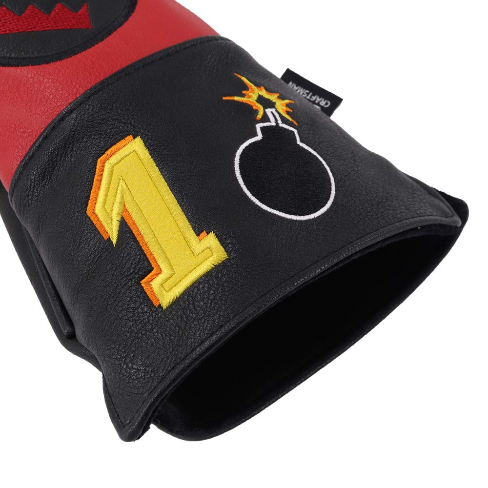 Craftsman Golf Funny Black Bomb Boom Embroidery Red Magnetic Blade Putter Headcover for Scorry Cameron