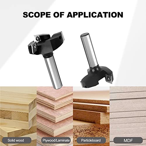 CNC Spoilboard Surfacing Router Bit, 1/2" Shank,3 Wing,2"Cutting Diameter.Adopt Carbide.Professional Woodworking Tools