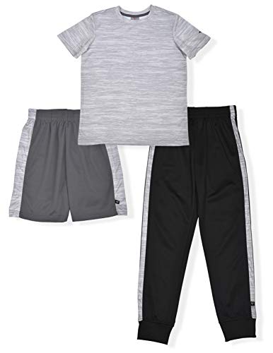 Boy's 3-Pack Sports Wear with Athletic Shirt, Shorts and Pants, White